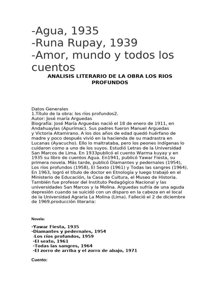 Análisis de "Los ríos profundos" | PDF