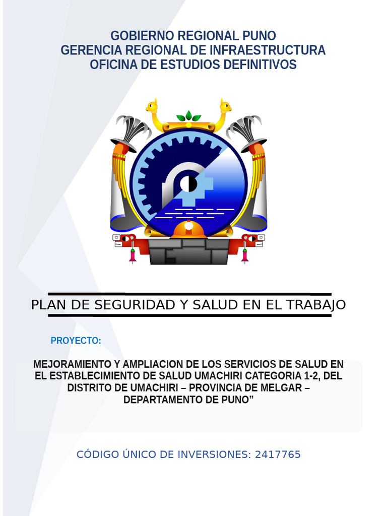 Plan de Seguridad y Salud en El Trabajo - Umachiri 28-11-24 | PDF | Seguridad y salud ...