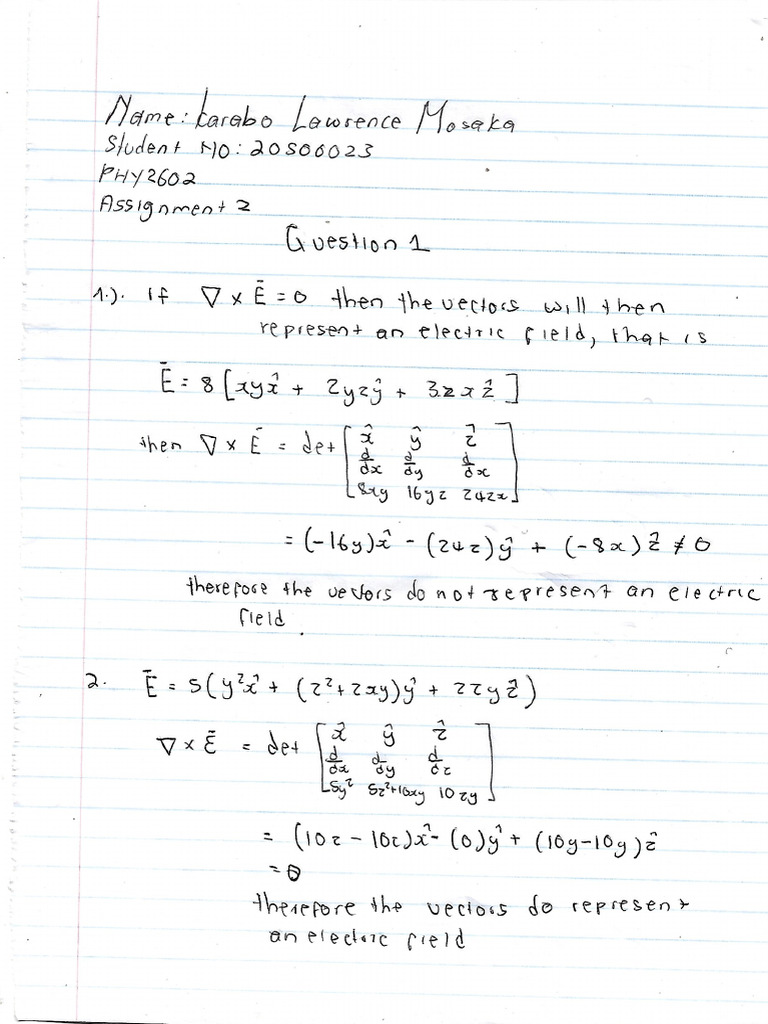 Phy2602 Ass2 20506023 KL Mosaka | PDF