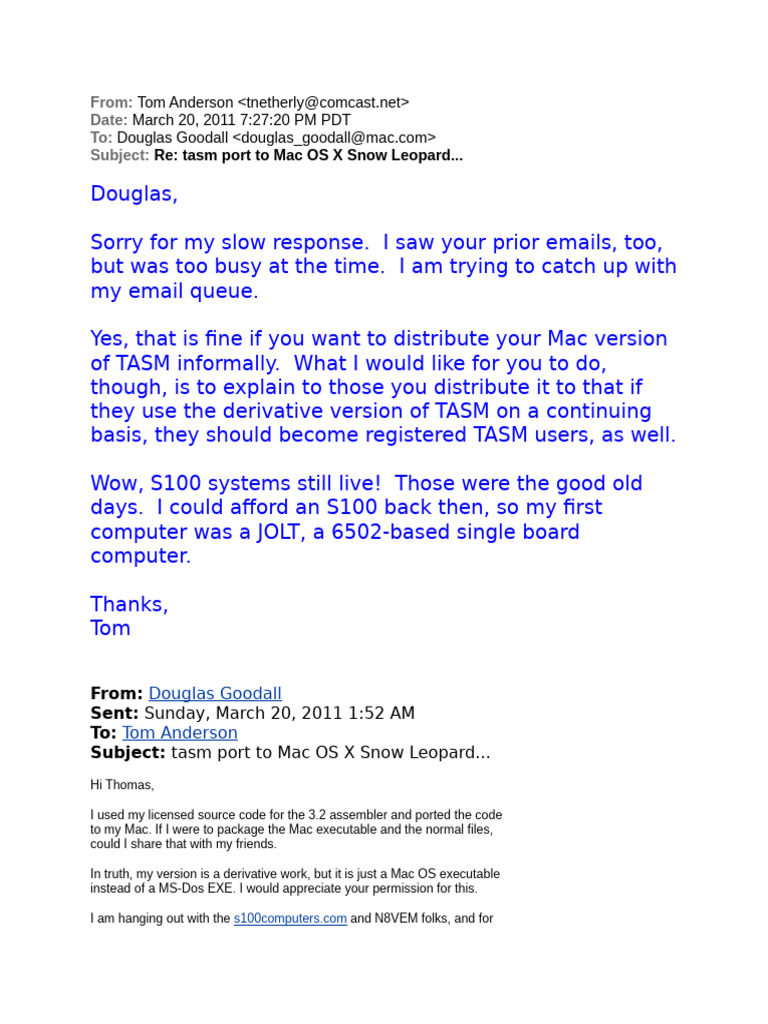 TASM port to Mac OS X Snow Leopard | PDF