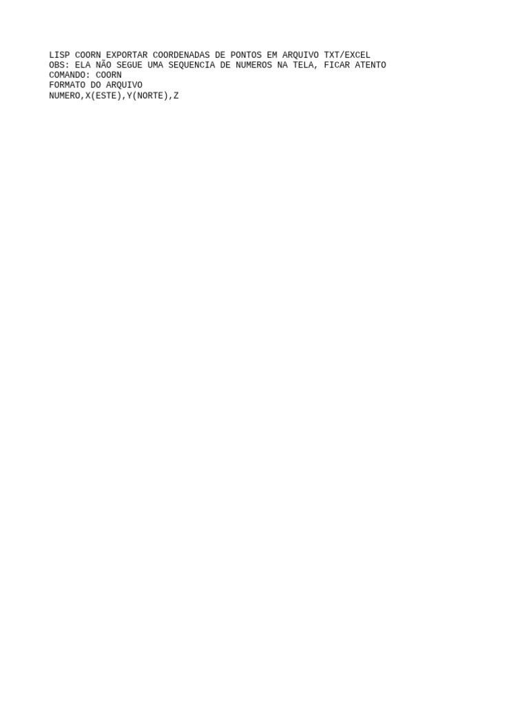 Lisp Coordenadas Txt Excel | PDF