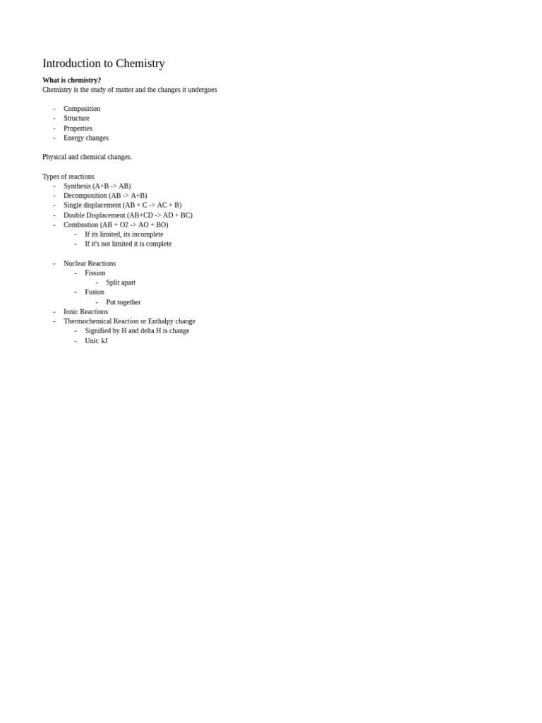 Introduction To Chemistry | PDF