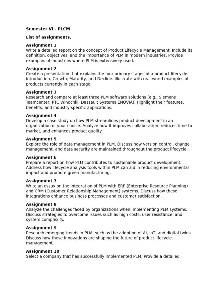 Assignment List | PDF