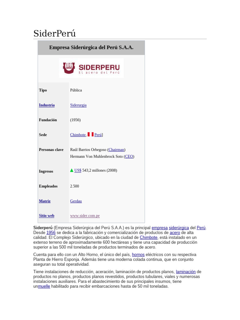 Sider Perú | PDF | Acero | Hierro fundido