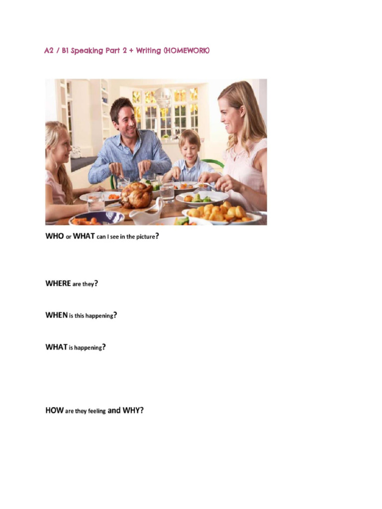 B1 Speaking Part 2 + Writing | PDF