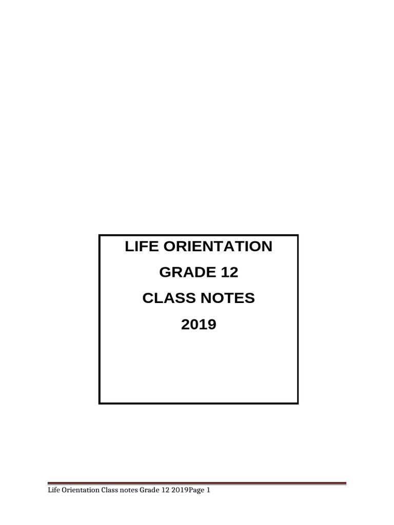 Grade 12 Life Orientation Notes 2019 | PDF | Stress (Biology ...