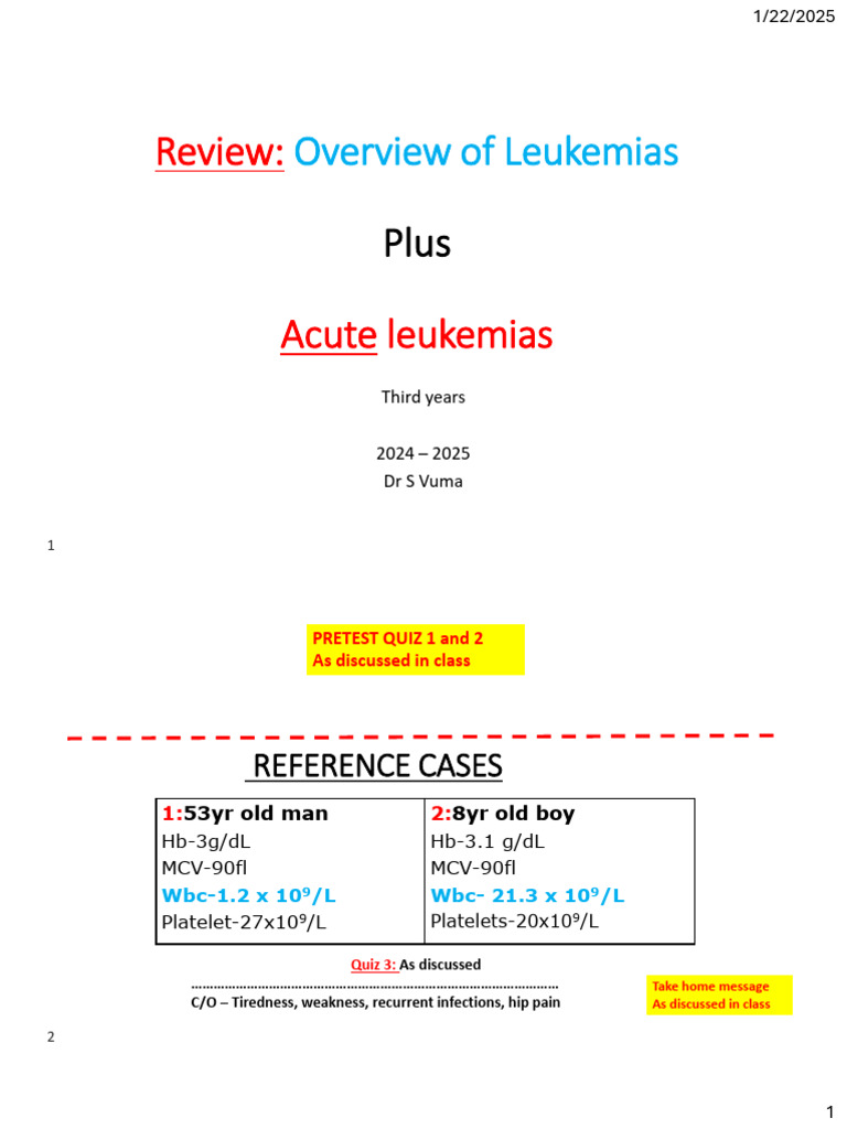 Acute Leukemias 2024-2025 | PDF | Haematopoiesis | Leukemia