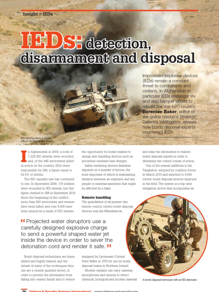 Detection, Disarmament and Disposal: Ieds | PDF | Improvised Explosive ...