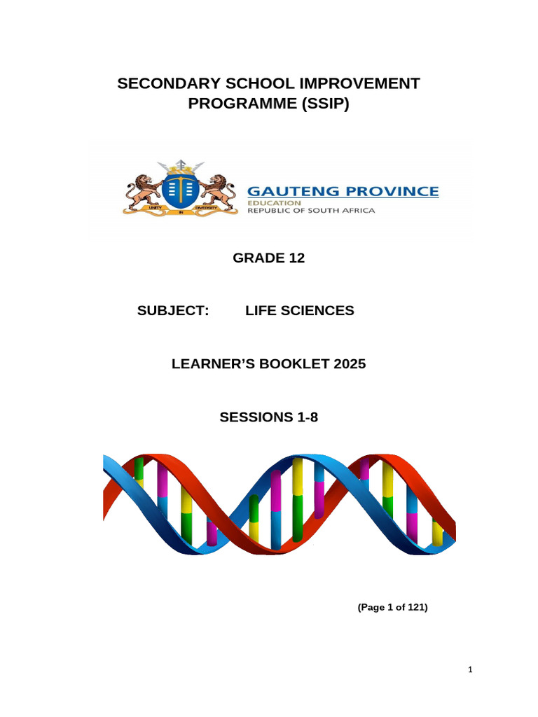 Life Sciences Ssip Learner Booklet Sessions 1-8 2025 | PDF | Dna ...