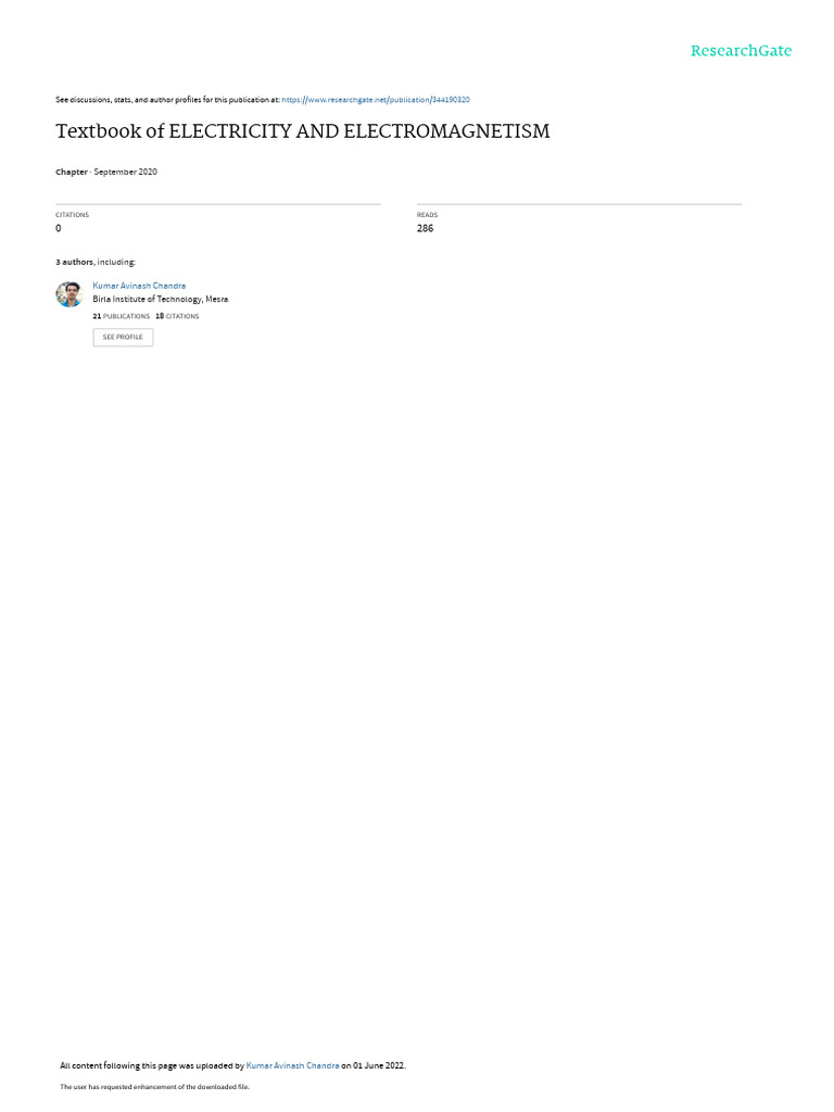 Textbook of Electricity and Electromagnetism | PDF | Ion | Electrochemistry