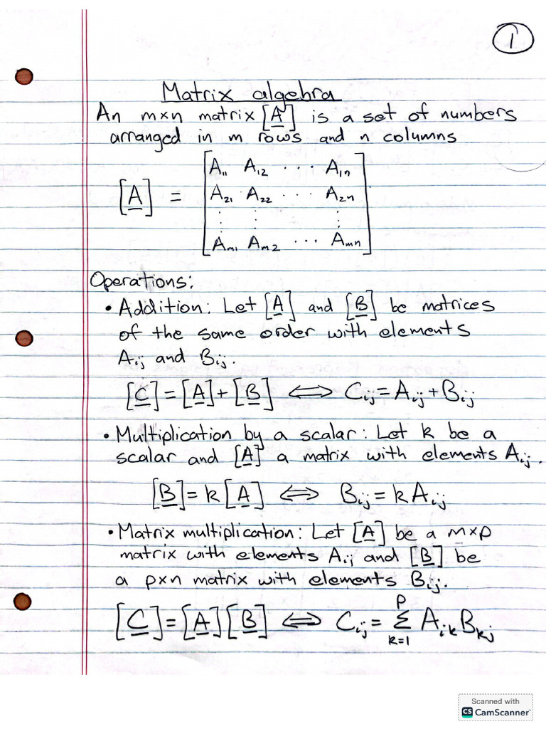 01 Matrix Algebra | PDF