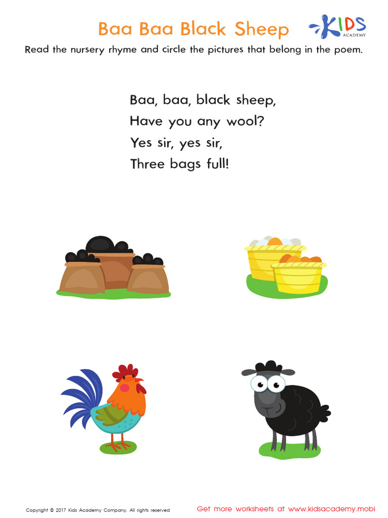 Kindergarten Baa Baa Black Sheep Printable | PDF