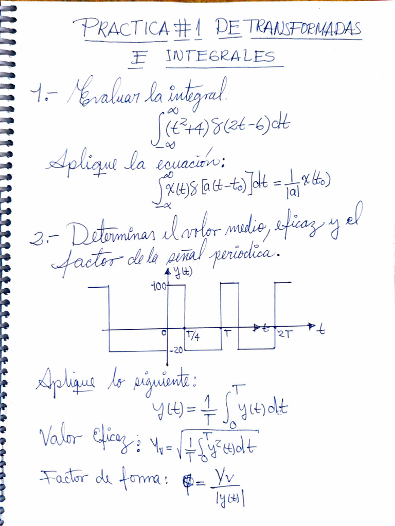 Práctica N°1 transformadas e integrales | PDF