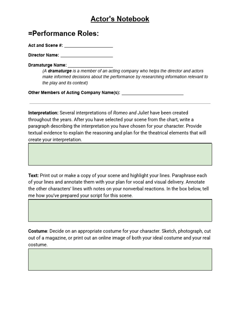 [Template] Actor's Notebook - ONE FILLED OUT FOR EVERY PERSON | PDF