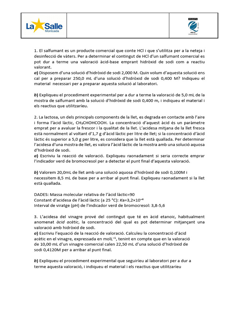 Problemes Àcid-Base Pau | PDF