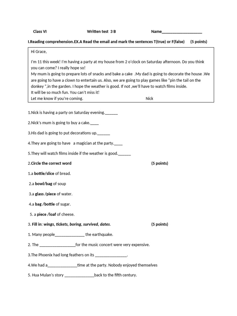 Test KL 6.tremujori I 3 Grupi B PERPUNUAR | PDF | Language Mechanics ...