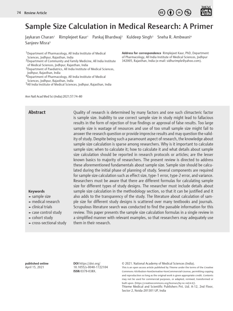 Annals of The National Academy of Medical Sciences | PDF | Sample Size Determination | Effect Size