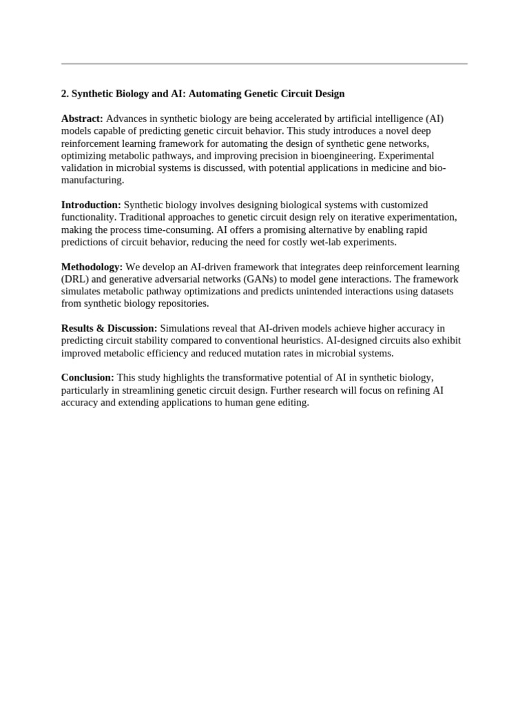 AI in Synthetic Biology Automation | PDF