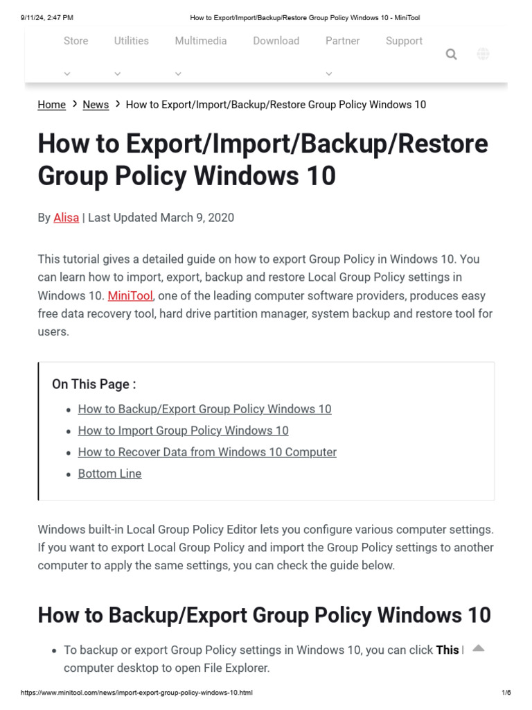 Exporting Group Policy in Windows 10 | PDF | Group Policy | Windows 10