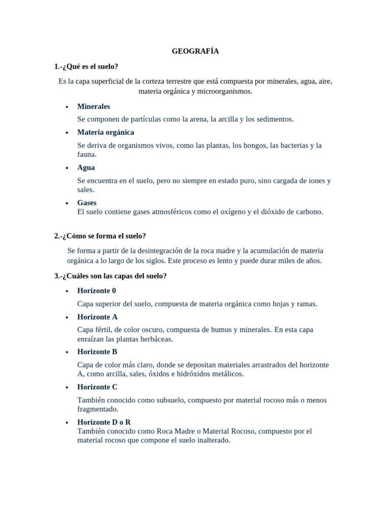Formación y capas del suelo terrestre | PDF