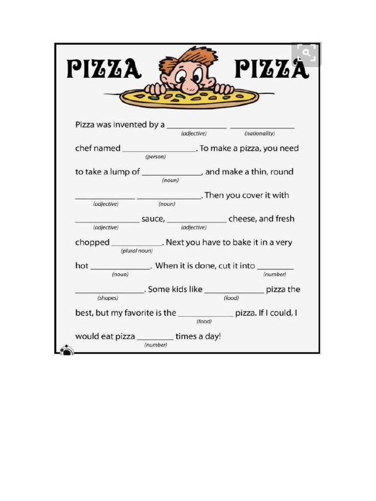 MAD LIB - Pizza | PDF