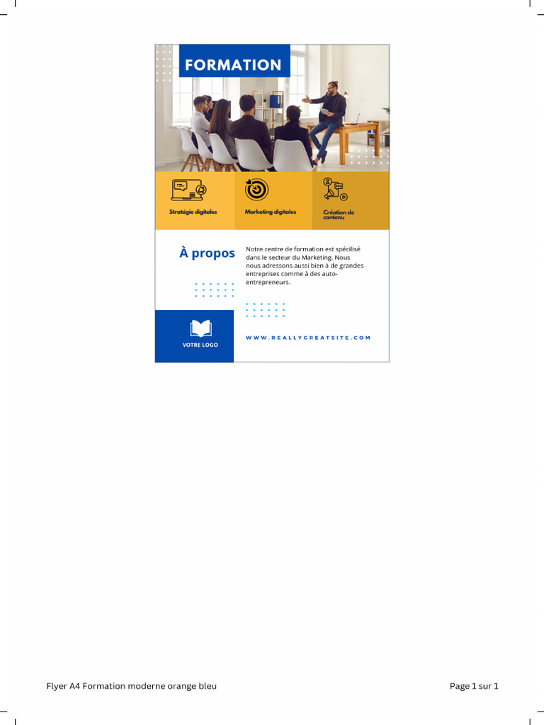Flyer A4 Formation Moderne Orange Bleu | PDF