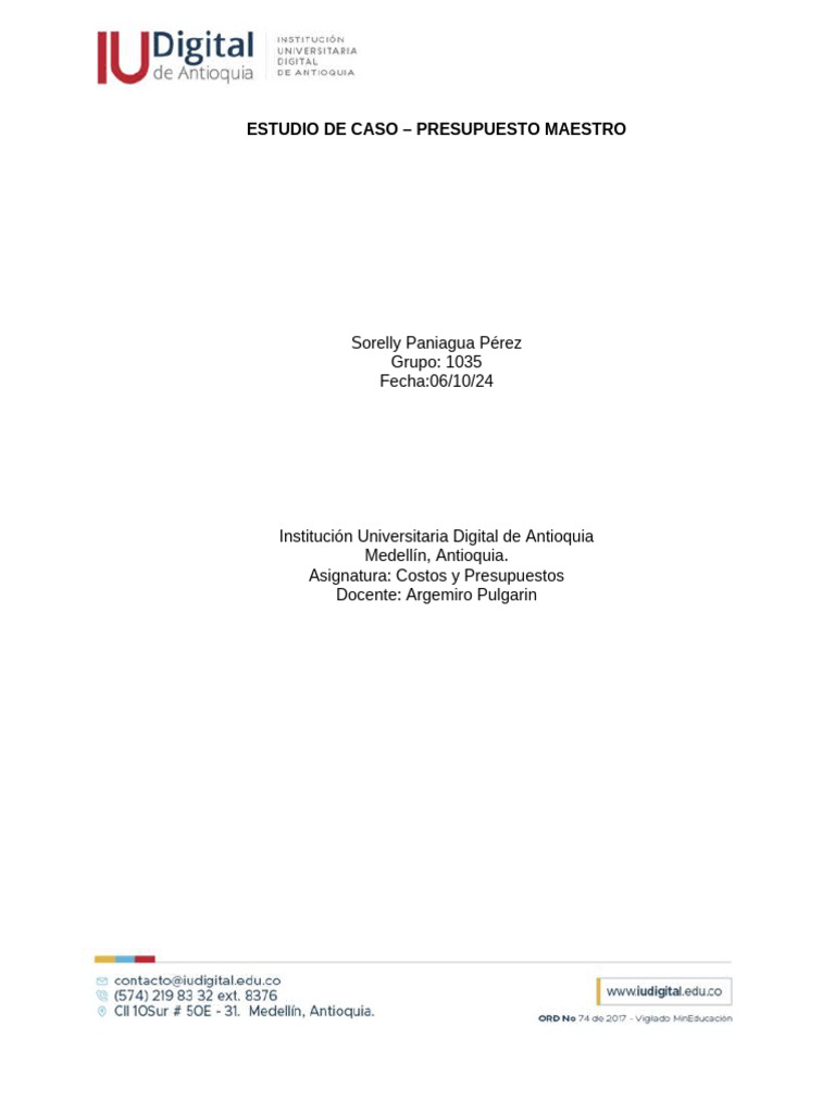 ESTUDIO DE CASO-PRESUPUESTO MAESTRO | PDF | Presupuesto | Economias