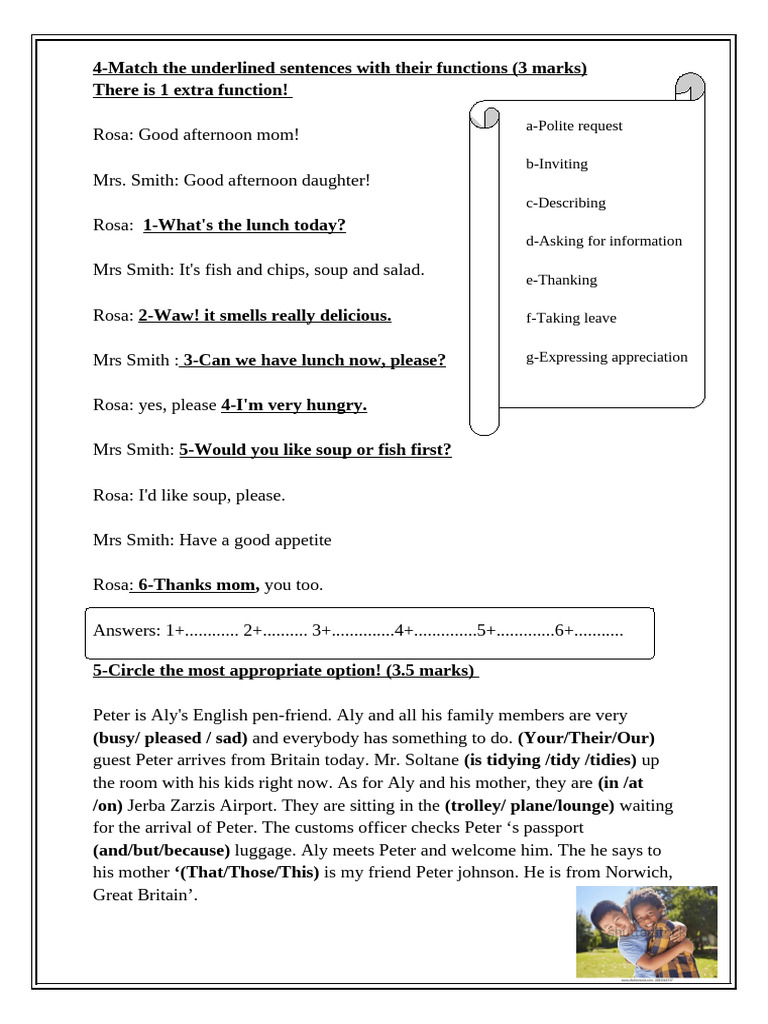 Sentence Function Matching Exercise | PDF