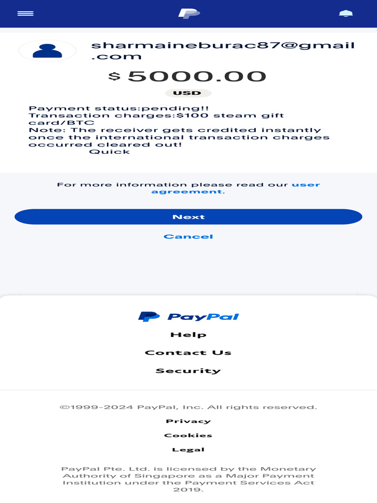 Pending $5000 PayPal Payment Details | PDF