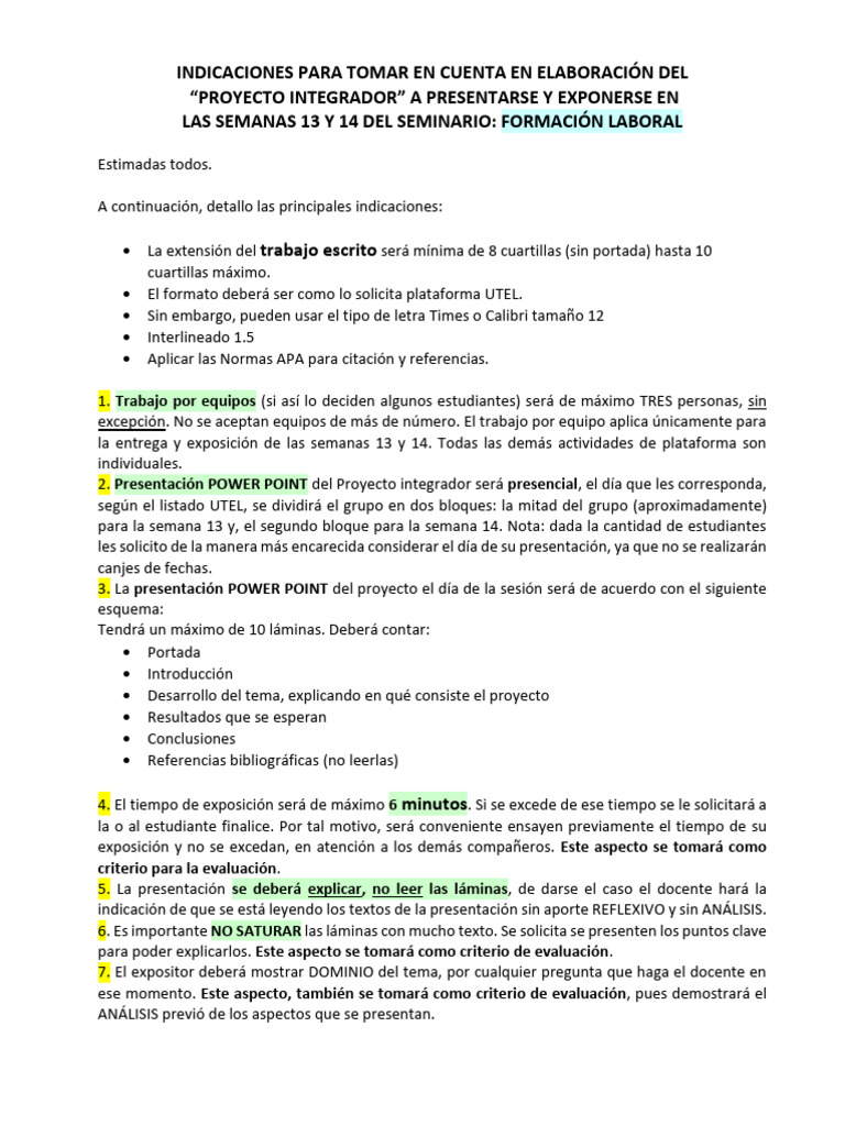 Indicaciones para Tomar en Cuenta - Trabajo Final - Form Labo - Feb ...