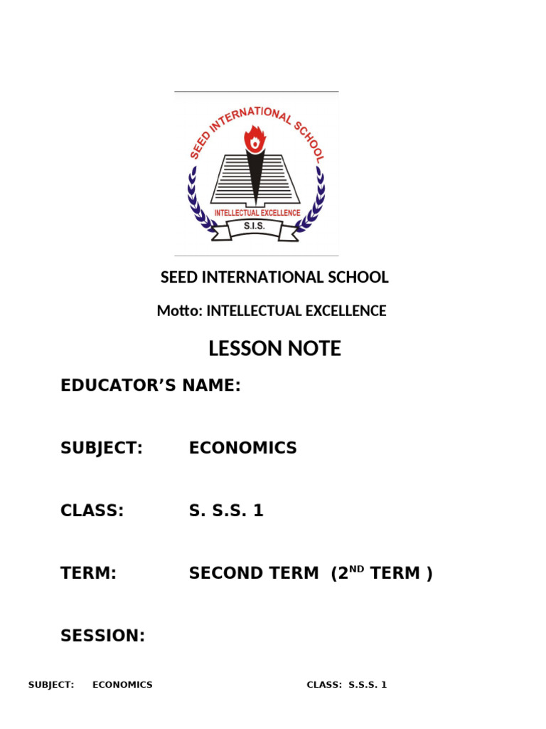 Economics SS1 2ND Term Note | PDF | Preferred Stock | Partnership
