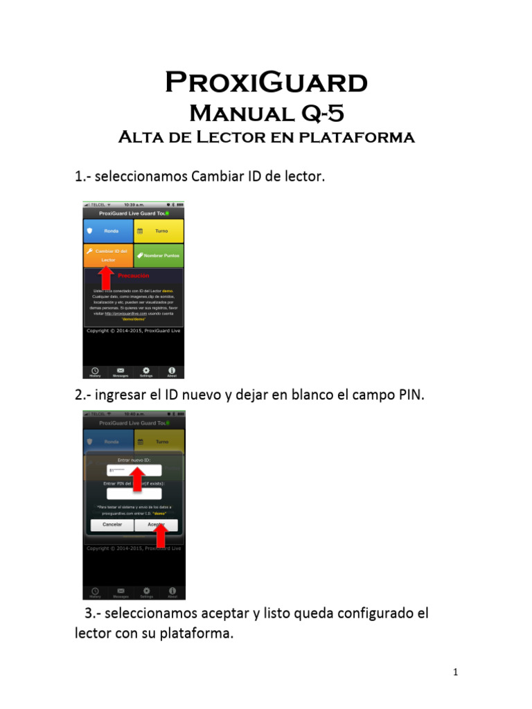 Manual APP ProxiGuard Live | PDF