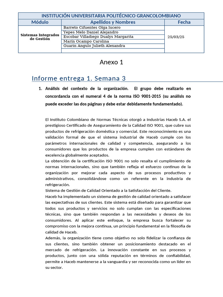 Actividad Entregable 1 - HSEQ | PDF | Calidad (comercial) | Business