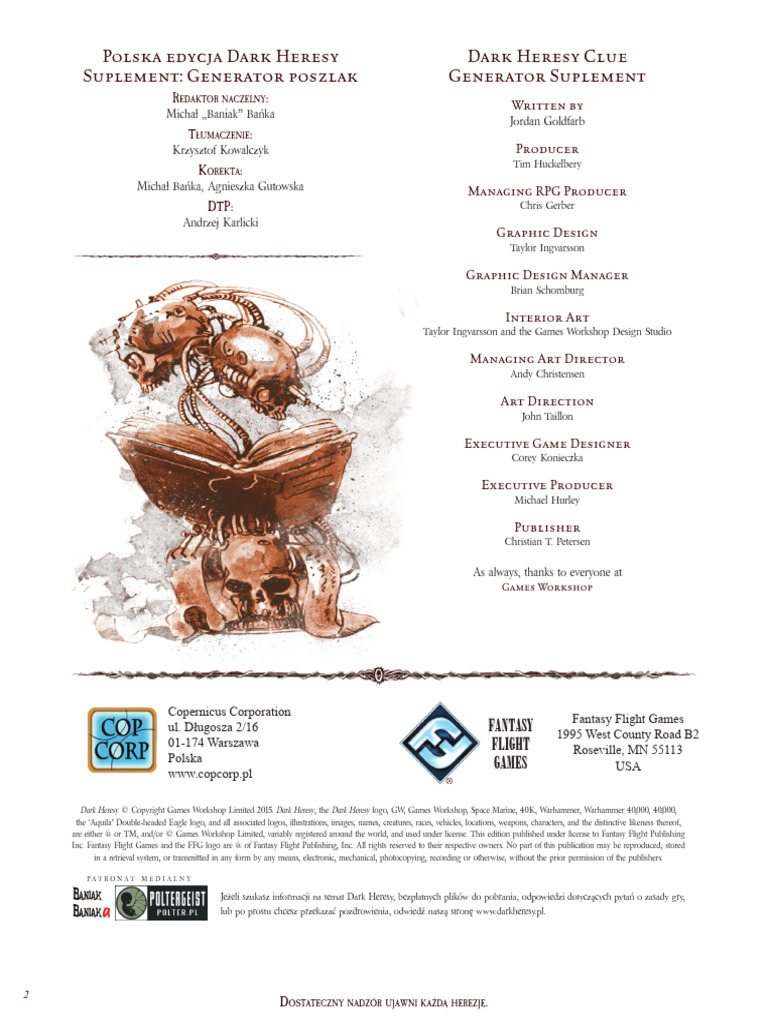 (POL) Dark Heresy 2E - Suplement. Generator Poszlak | PDF