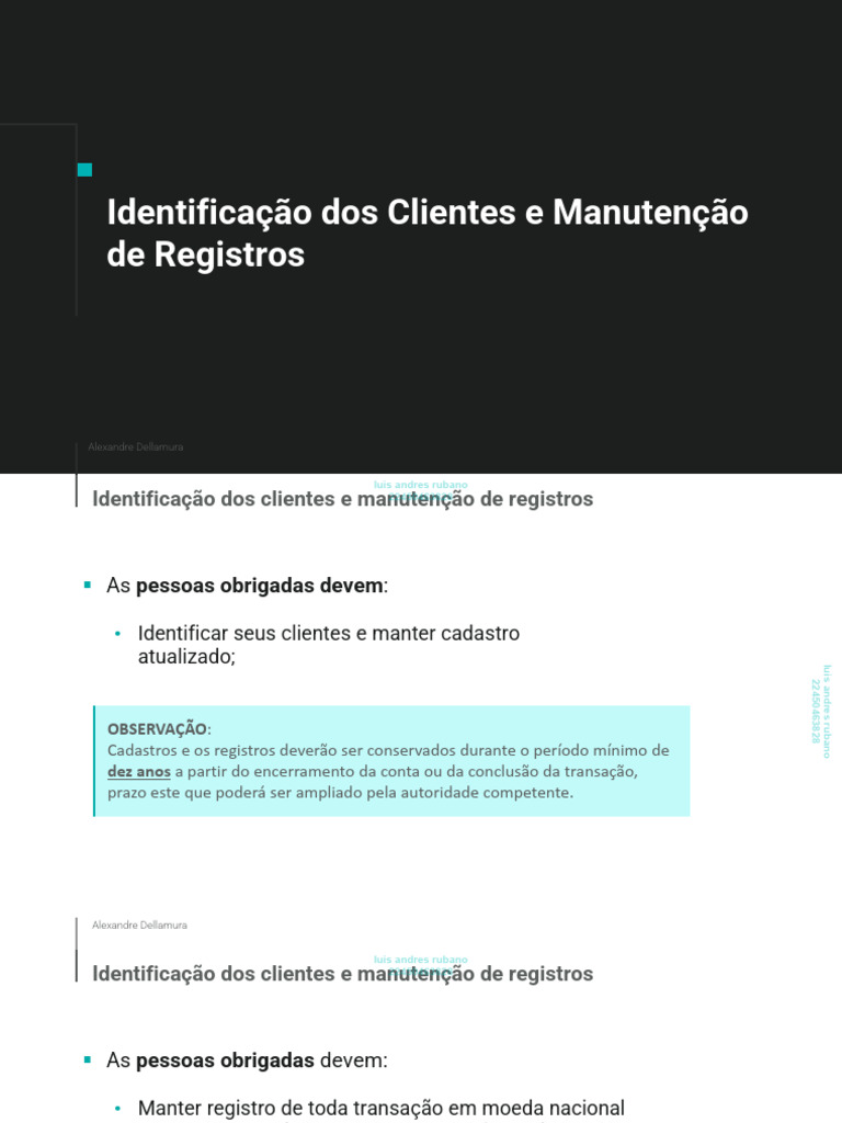 Identificação e Registro de Clientes Financeiros | PDF | Lavagem de ...