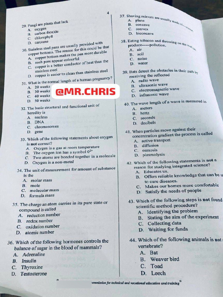 NABPTEX & WASSCE-SCIENCE -Obj -Trial | PDF