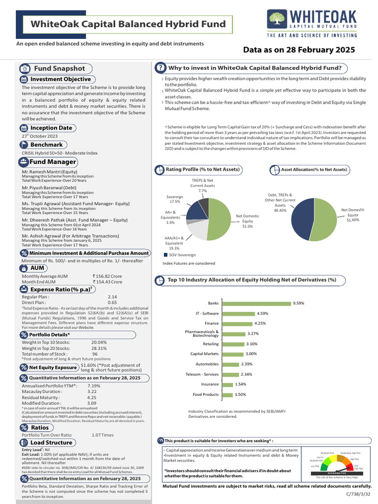 WhiteOak Capital Balanced Hybrid Fund Overview | PDF | Investing ...