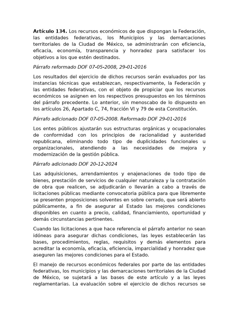 Artículo 134 | PDF | Administración Pública | México