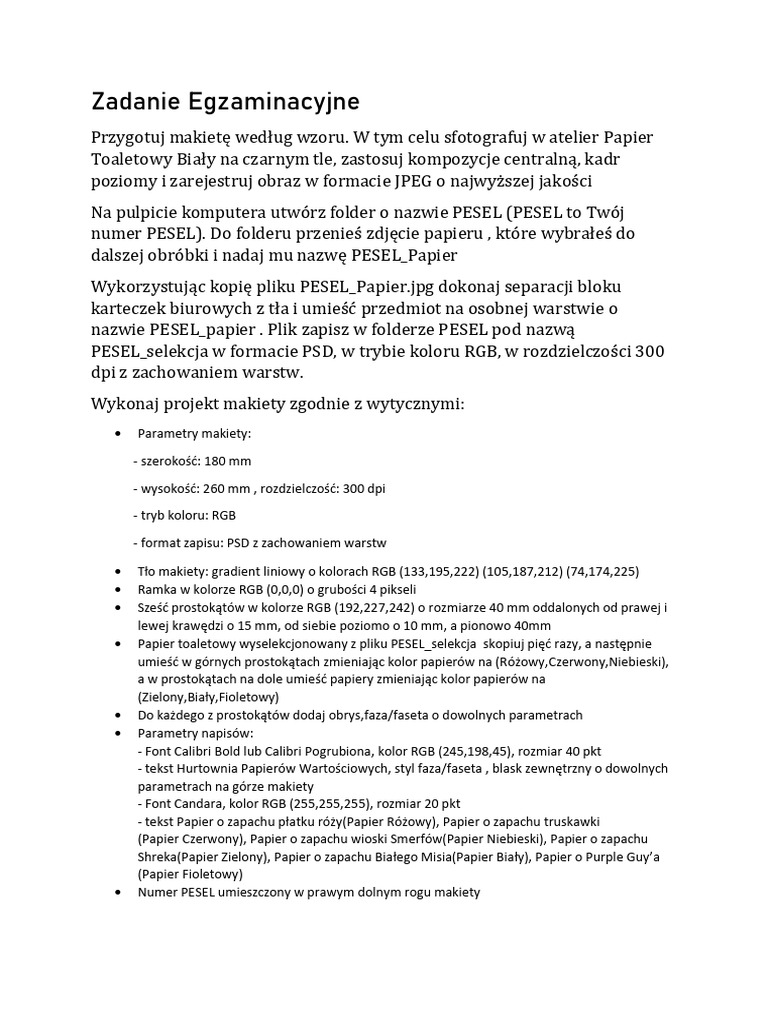 Zadanie Egzaminacyjne | PDF