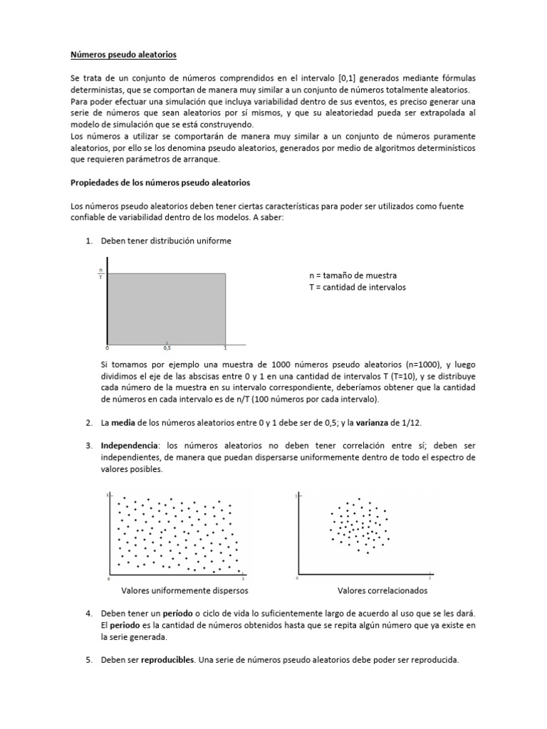 Números Pseudoaleatorios y sus Propiedades | PDF