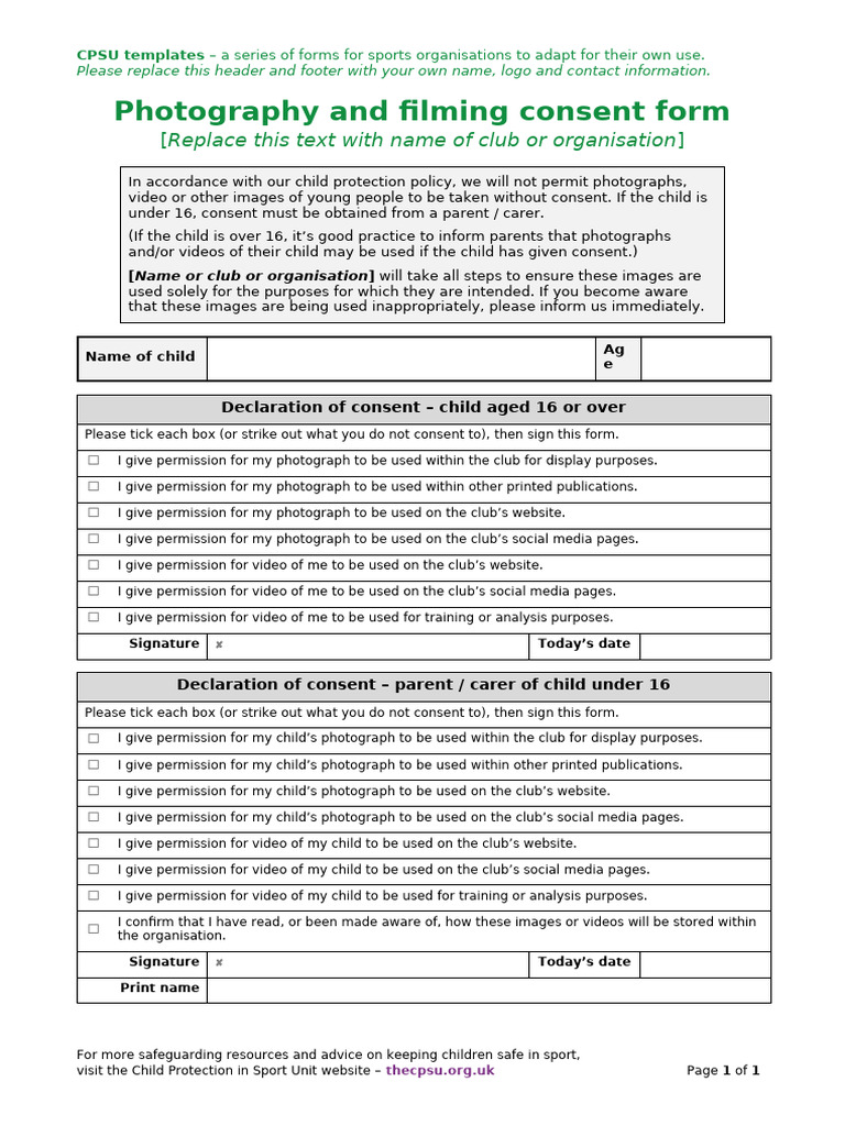 Form Template Photography Filming Consent | PDF | Photograph