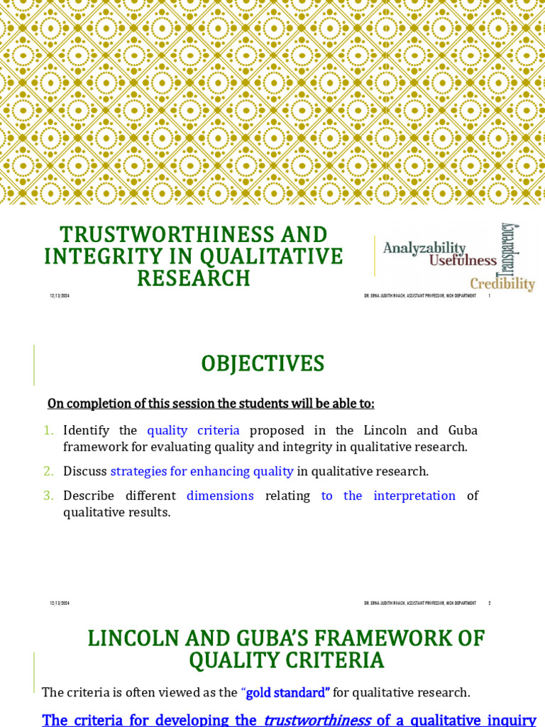 Enhancing Trustworthiness in Qualitative Research | PDF | Qualitative ...