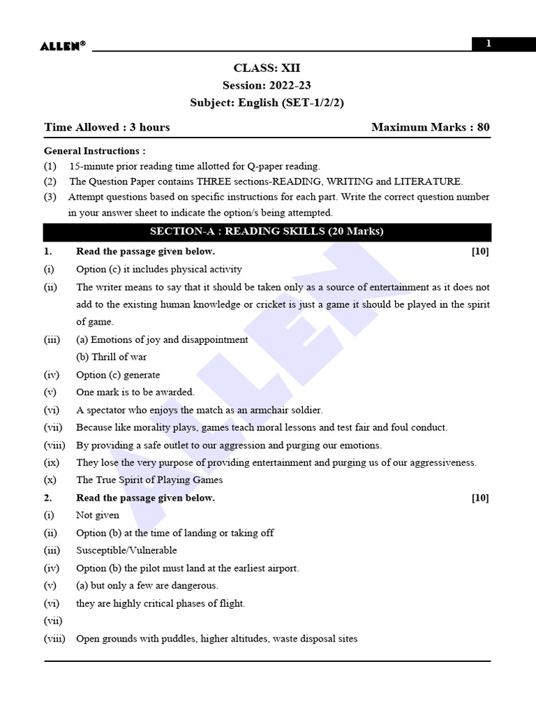 CBSE 2022 23 English Paper Solution | PDF | Waste | Electronic Waste