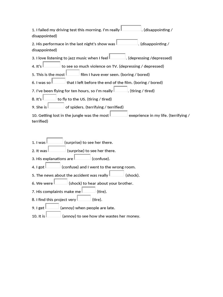 Ejercicios Adjetivos Ed Ing | PDF