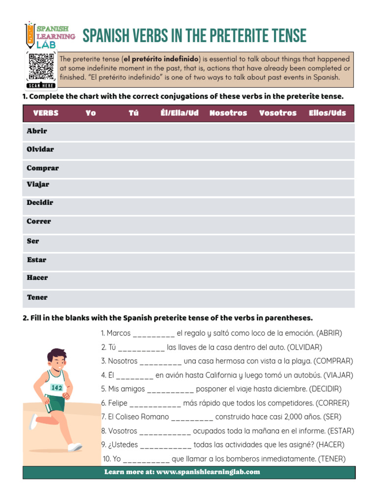 Conjugation Spanish Verbs in The Preterite Tense PDF Worksheet | PDF