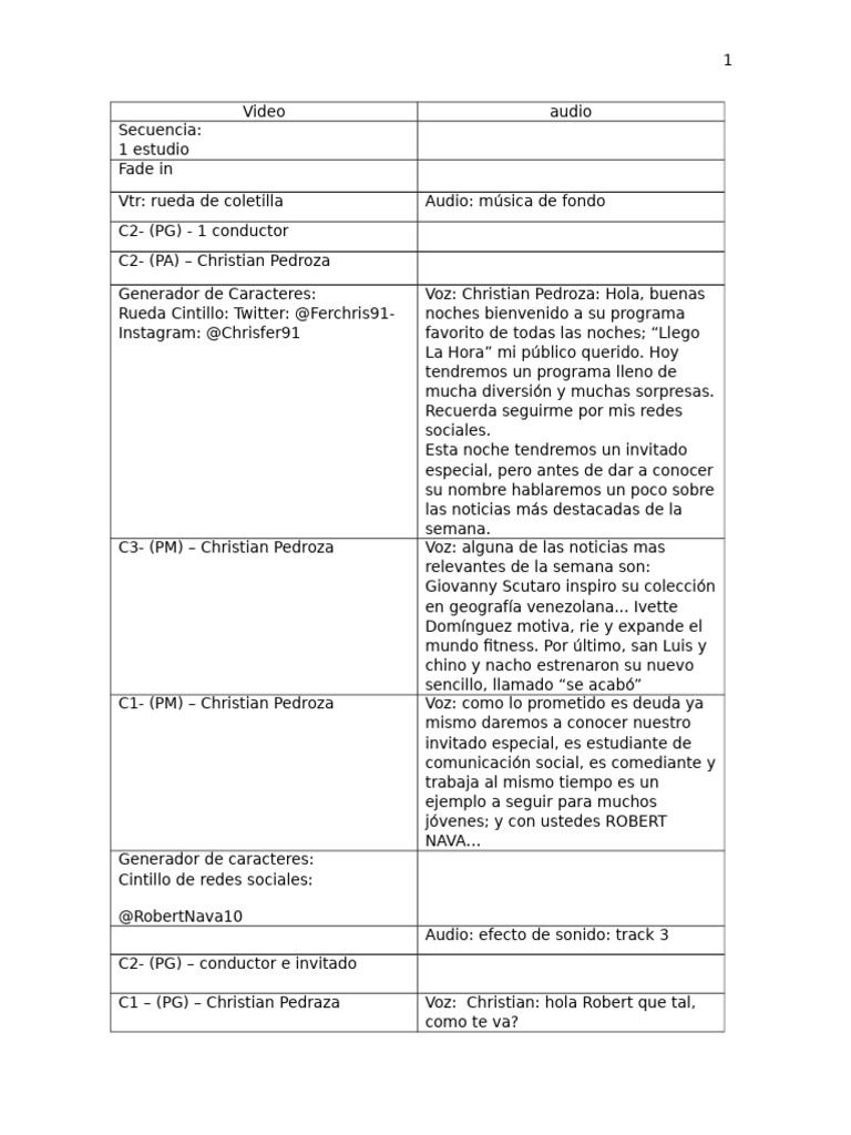 Ejemplo de Guion para Television | PDF