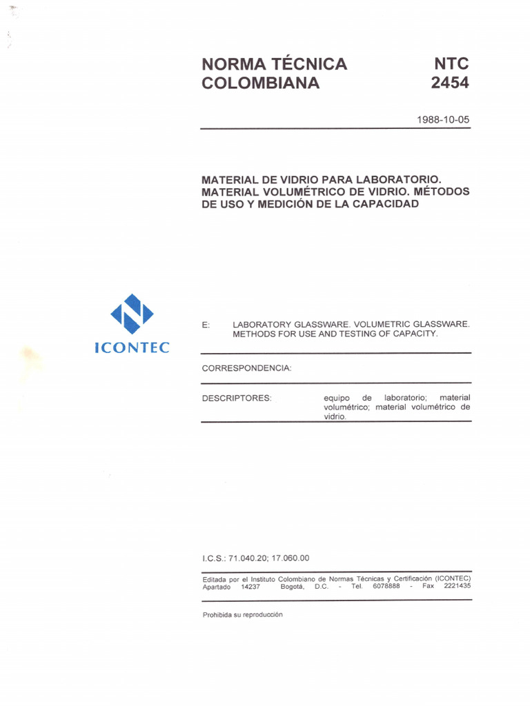 NTC 2454 Material de Vidrio | PDF