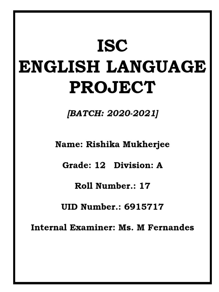 12A-Rishika Mukherjee-17-FINAL E1 PROJECT | PDF