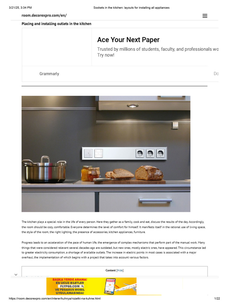 Sockets in The Kitchen - Layouts For Installing All Appliances | PDF ...