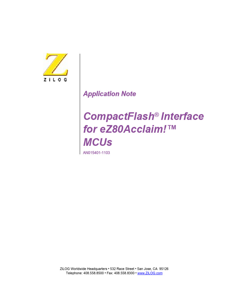 Zilog CompactFlesh Interface For eZ80Acclaim | PDF | Flash Memory | Microcontroller